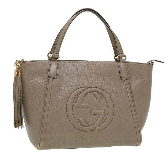 Gucci | Bags | Gucci Hand Bag Leather Beige 36976 Auth 39697 | Poshmark